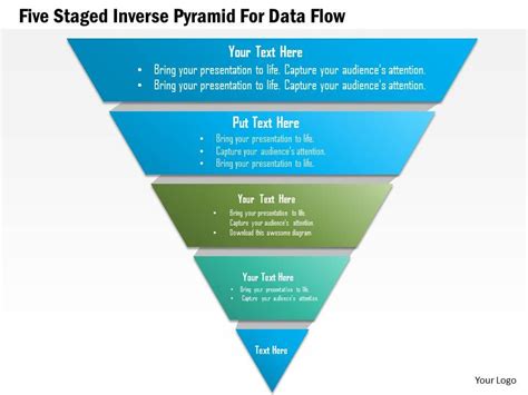 1214 Five Staged Inverse Pyramid For Data Flow PowerPoint Template