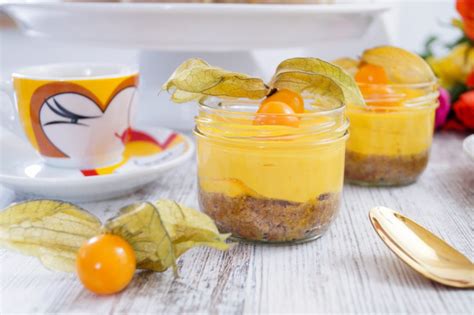 No Bake Spring Dessert Physalis Golden Berries Cream Cheese And