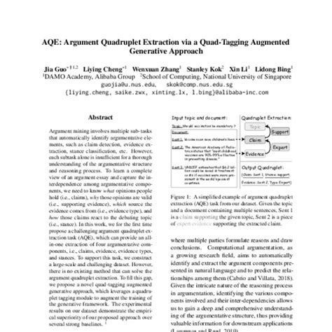 Aqe Argument Quadruplet Extraction Via A Quad Tagging Augmented Generative Approach Acl Anthology