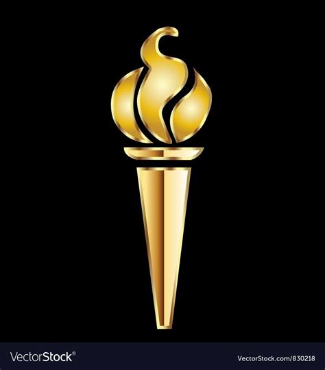 Golden Torch Flame Vector Image Royalty Free Gold Torch Flame