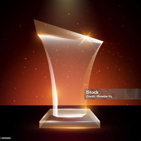빛나는 배경에서 빈 투명 한 벡터 아크릴 유리 트로피 수상 서식 파일 0명에 대한 스톡 벡터 아트 및 기타 이미지 0명 3차원 형태 결정체 Istock
