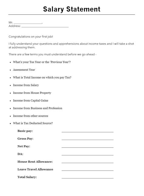 Salary Statement Example Free Word And Excel Templates Salary Statement Example Free Word And Excel Templates
