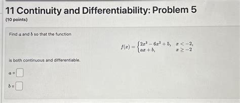 Solved 11 Continuity And Differentiability Problem 5 10