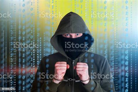 Computer Privacy Attack Hackers Programmer Look On Screen And Forcibly