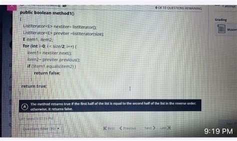 solved public boolean methodv listiterator nextiter