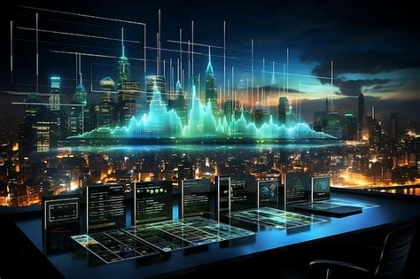 The Image Depicts A Futuristic Control Room With Multiple Screens Displaying Data Analytics