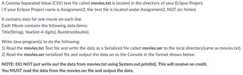 Solved A Comma Separated Value Csv Text File Called