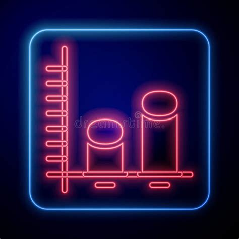 Glowing Neon Data Analysis Icon Isolated On Blue Background Vector Stock Vector Illustration