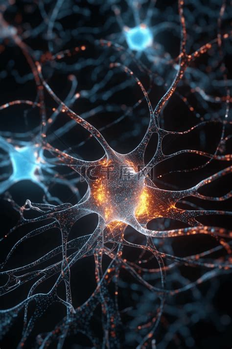 神经网络中神经元信号的神经网络对大脑神经元神经节点神经信号的近距离三维渲染高清摄影大图 千库网 神经网络中神经元信号的神经网络对大脑神经元神经节点神经信号的近距离三维渲染高清摄影大图 千库网