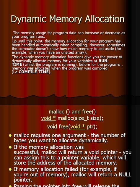Dynamic Memory Allocation Time Whilst The Program Is Running