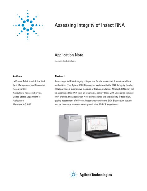 Pdf Assessing Integrity Of Insect Rna