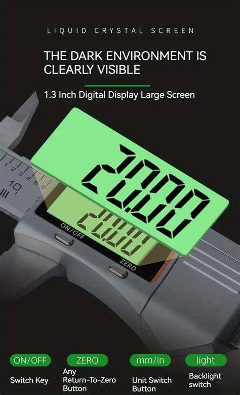 Digital Display Metal Calipers Backlit Stainless Steel Temu