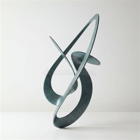 Abstract Metallic Sculpture With Flowing Intertwined Loops Forming Complex Curves Stock