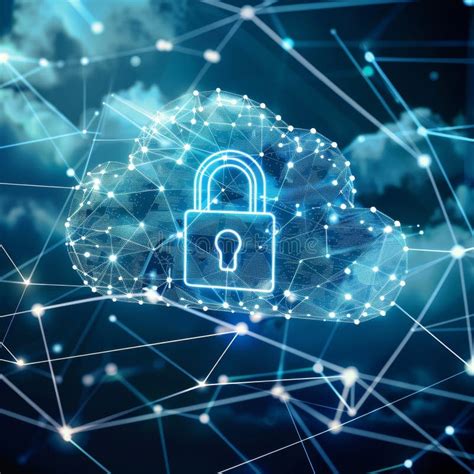 Cloud Computing Security With Padlock Icon Big Data Network Protection And Cybersecurity