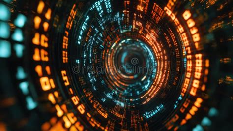 A Digital Vortex Of Glowing Binary Data Symbolizing Technology And Information Flow Stock