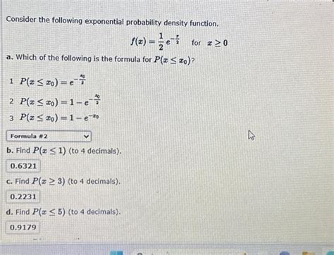 Solved Consider The Following Exponential Probability