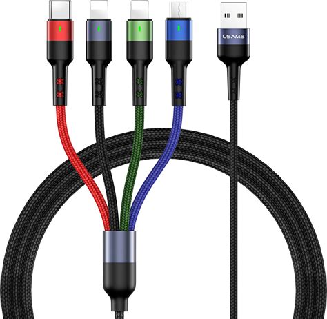 Multi Charging Cable Usams Pack Ft In Nylon Braided Multiple Usb Fast Charging Cord