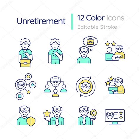 Conjunto De Iconos De Línea Delgada Multicolor Editable 2d Que
