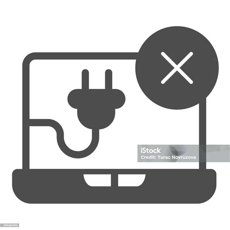 Disconnected Laptop Solid Icon Pcrepair Concept Faulty Laptop Vector Sign On White Background