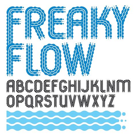 트렌디한 팝 벡터 대문자 영어 알파벳 문자의 집합입니다 둥근 굵은 복고형 글꼴 A에서 Z까지의 스크립트를 로고 생성에 사용할 수 있습니다 흐르는 물결 모양의 선을