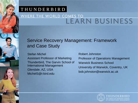 Pdf Service Recovery Management Framework And Case Study