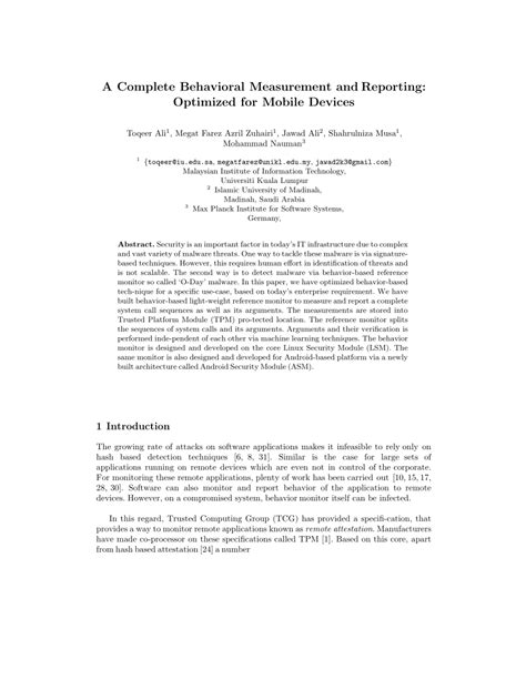 Pdf A Complete Behavioral Measurement And Reporting Optimized For Mobile Devices