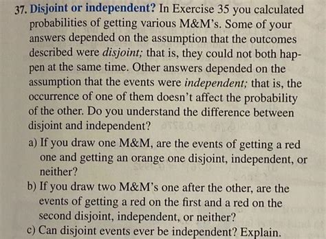 Solved Disjoint Or Independent In Exercise You Chegg Com