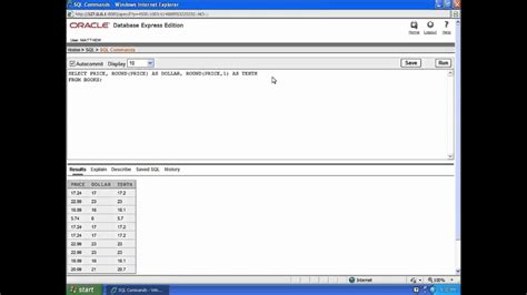 Sql With Oracle 10g Xe Using The Round And Floor Functions Youtube