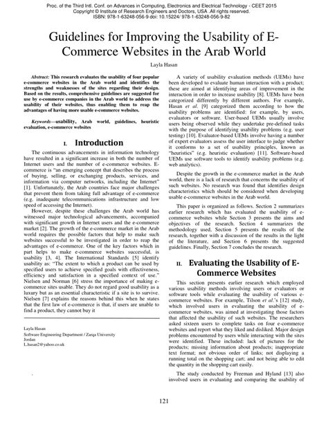 Pdf Guidelines For Improving The Usability Of E Commerce Websites In The Arab World