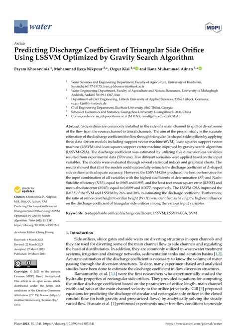Pdf Predicting Discharge Coefficient Of Triangular Side Orifice Using