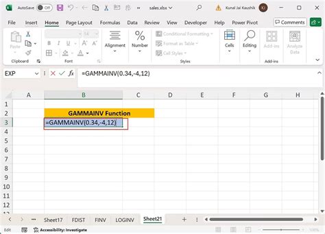 Excel Gammainv Function