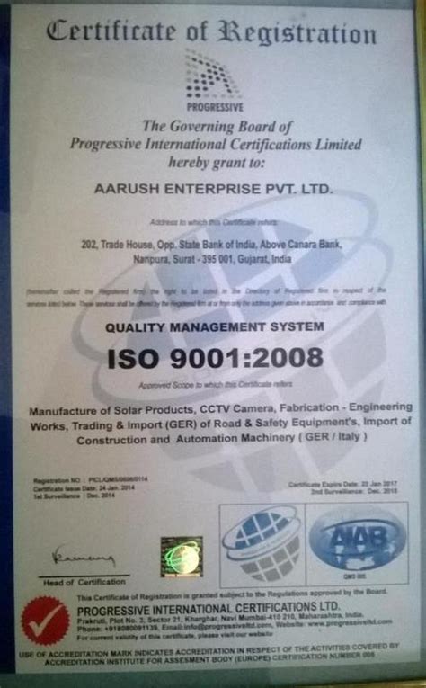 Iso 90012008 At Best Price In Surat Gujarat Aarush Enterprise Pvt Ltd
