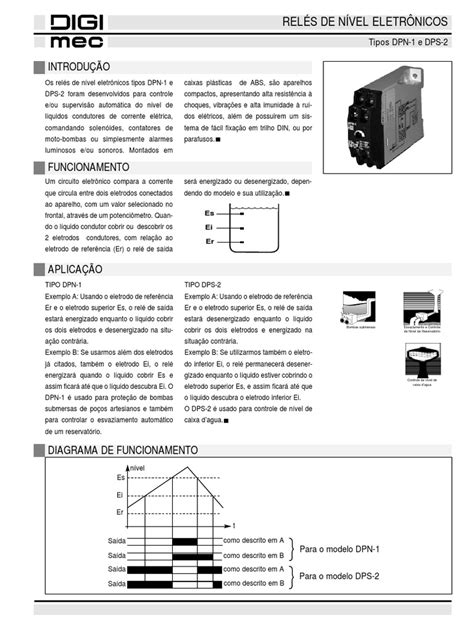 Rele De Nivel Digimec Pdf Pdf Relé Condutor Elétrico