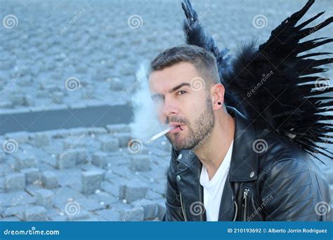 Attractive Angel Smoking A Cigarette Stock Photo Image Of Face Angelic 210193692