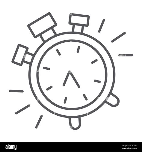 Alarm Clock Thin Line Icon Time And Clock Watch Sign Vector Graphics A Linear Pattern On A