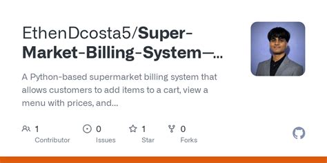 Github Ethendcosta5super Market Billing System Python A Python
