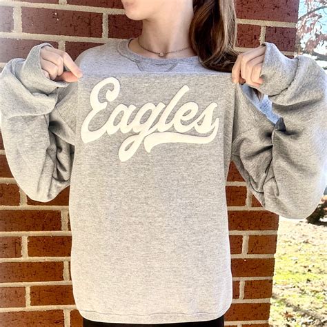 Heather Grey Cursive Eagles Crewneck Williams Baptist University