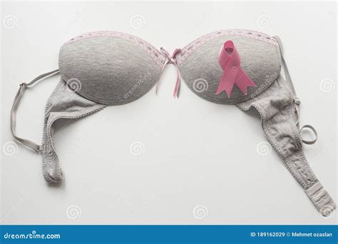 Pink Ribbon On Bra Breast Cancer Concept Stock Image Image Of Pink
