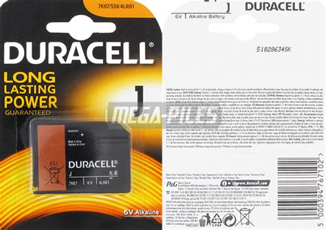 PILE LR539 6V 4LR61 J ALCALINE x1 DURACELL - Méga-Piles
