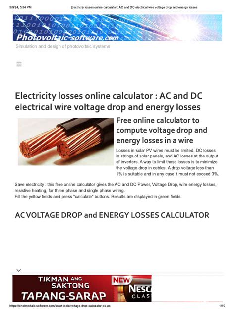Electricity Losses Online Calculator Pdf
