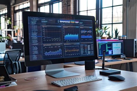 Computer Monitor Displaying Network Monitoring Dashboard Premium Ai