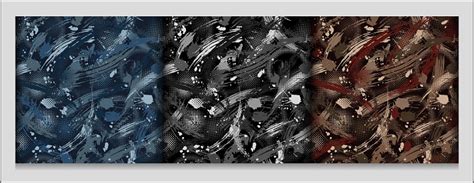 그런지 페인트 브러시 스트로크 블롯 하프톤이 있는 3개의 매끄러운 위장 패턴 세트 조밀 한 무작위 혼란스러운 구성 의류 직물