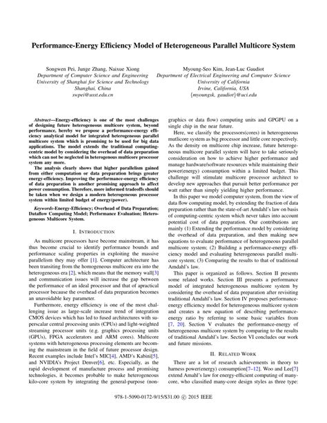 Pdf Performance Energy Efficiency Model Of Heterogeneous Parallel