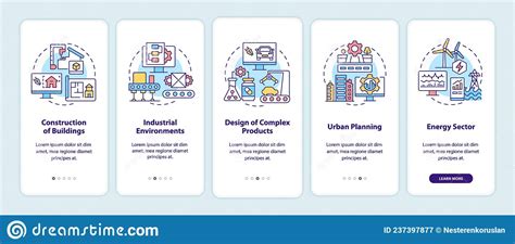 Digital Twin Use Cases Onboarding Mobile App Screen Stock Vector