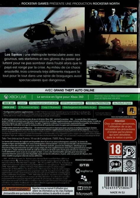 Grand Theft Auto V 2013 Xbox 360 Box Cover Art MobyGames