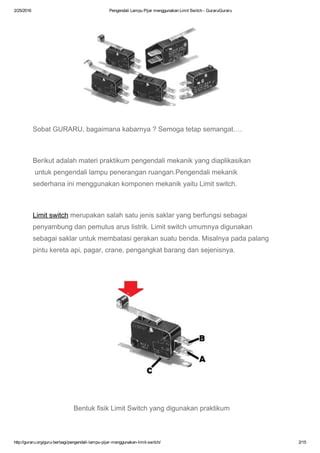 Pengendali Lampu Pijar Menggunakan Limit Switch Guraru Guraru PDF