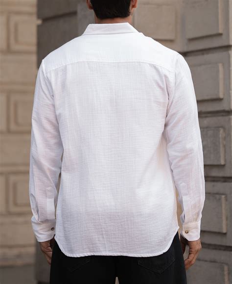 White Regular Fit Full Sleeves Shirt 100 Cotton