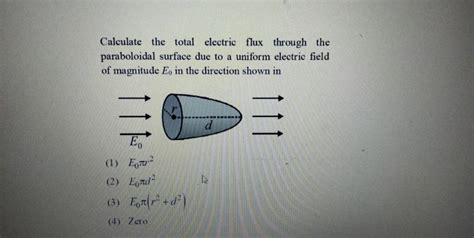 Calculate The Total Electric Flux Through The Paraboloidal Surface Due To