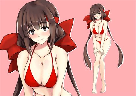 Rule 34 1girls Big Breasts Bikini Black Hair Blush Breasts Brown Hair