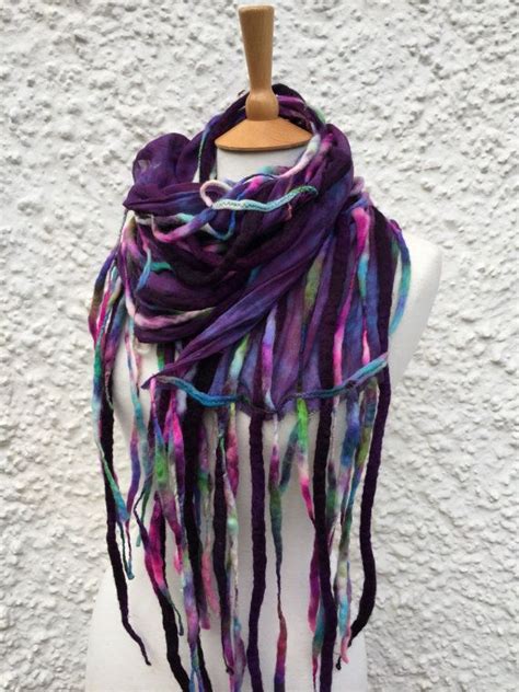 Dreadlock Tendril Scarf Boho Scarf Lagenlook Colourful Wool Etsy